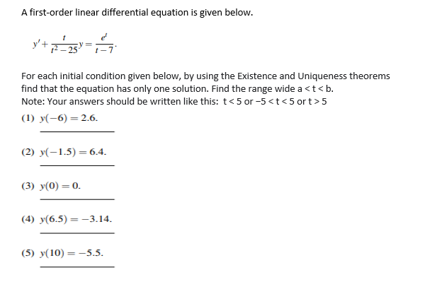 Solved A first-order linear differential equation is given | Chegg.com