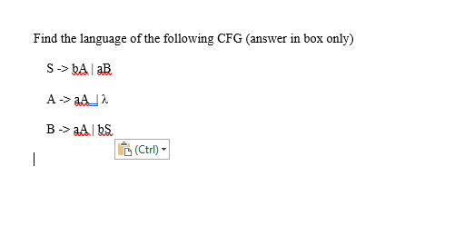 Solved Find the language of the following CFG (answer in box | Chegg.com