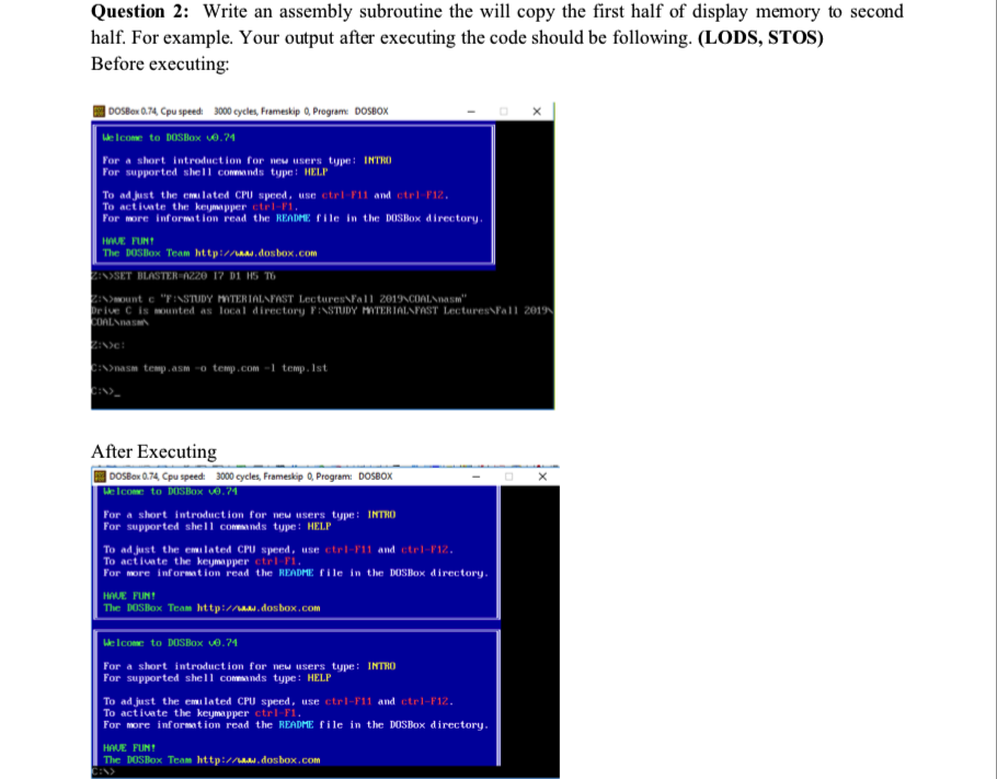 Solved Question 2 Write An Assembly Subroutine The Will