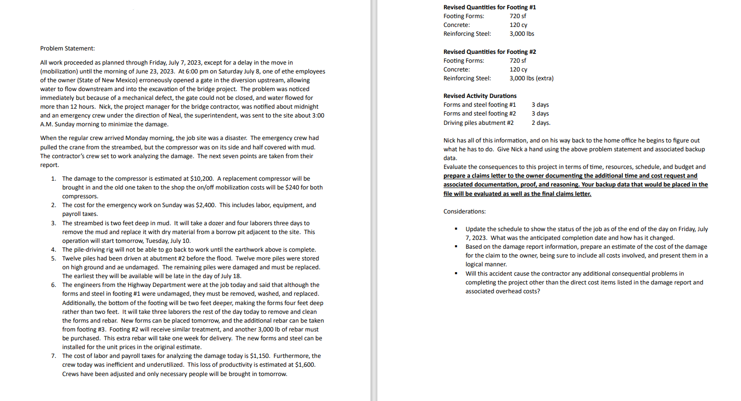 Solved Considerations: ﻿Update the schedule to show the | Chegg.com
