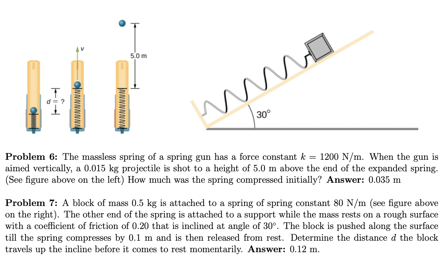 Solved 5.0 m INNNNN INNNNN Problem 6: The massless spring of | Chegg.com