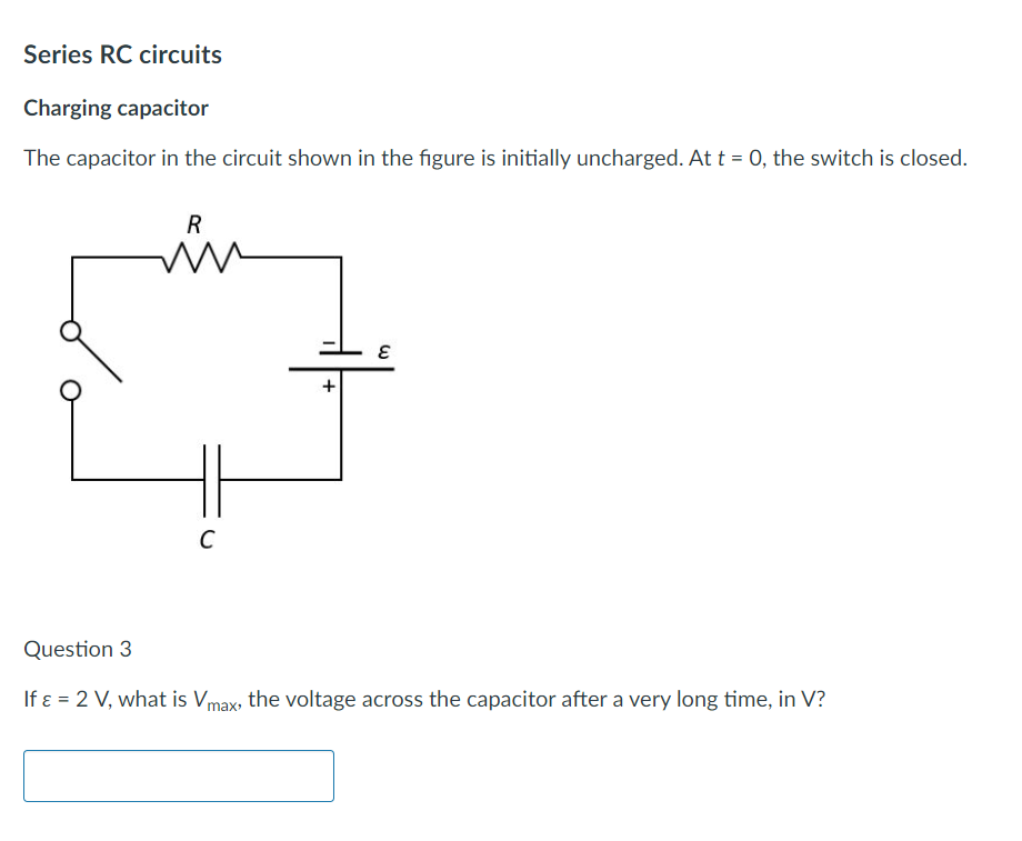 Solved Series RC circuitsCharging capacitorThe capacitor in | Chegg.com