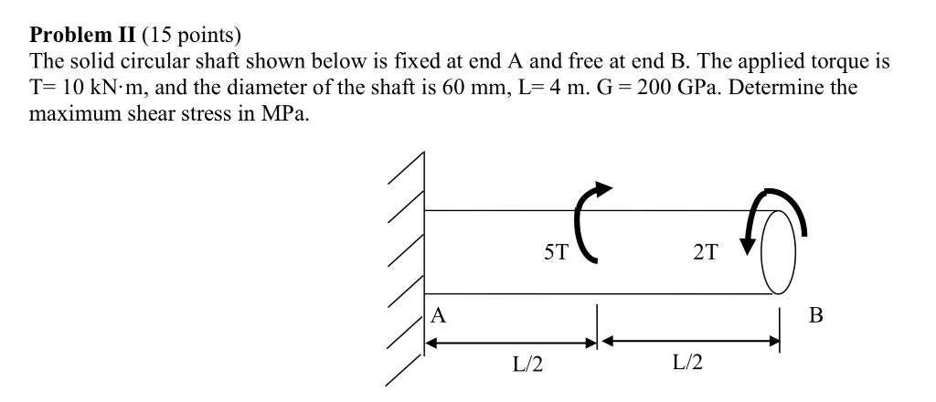 Solved Problem II (15 points) The solid circular shaft shown | Chegg.com