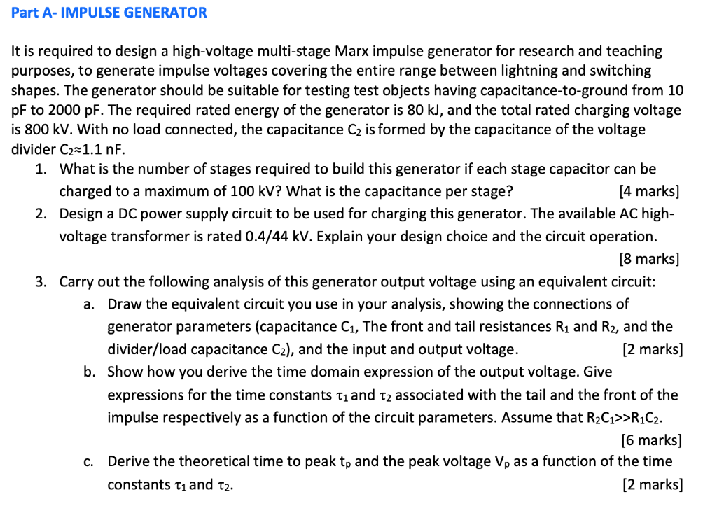 Solved Part A-IMPULSE GENERATOR It is required to design a | Chegg.com