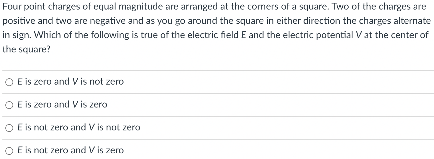 Solved Four point charges of equal magnitude are arranged at | Chegg.com