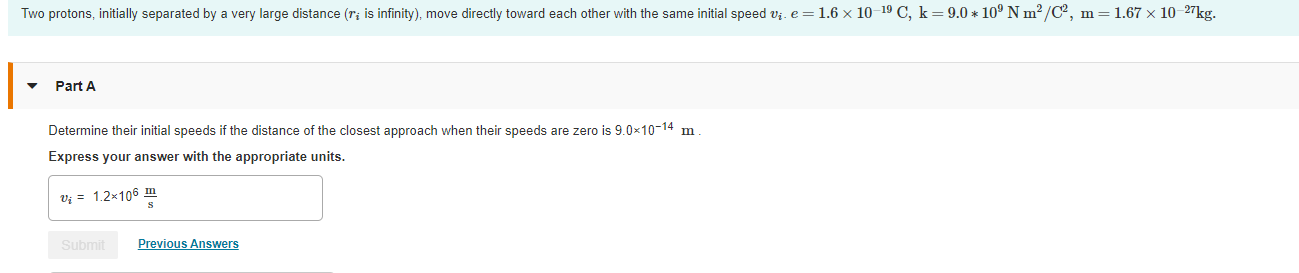 Solved wo protons, initially separated by a very large | Chegg.com