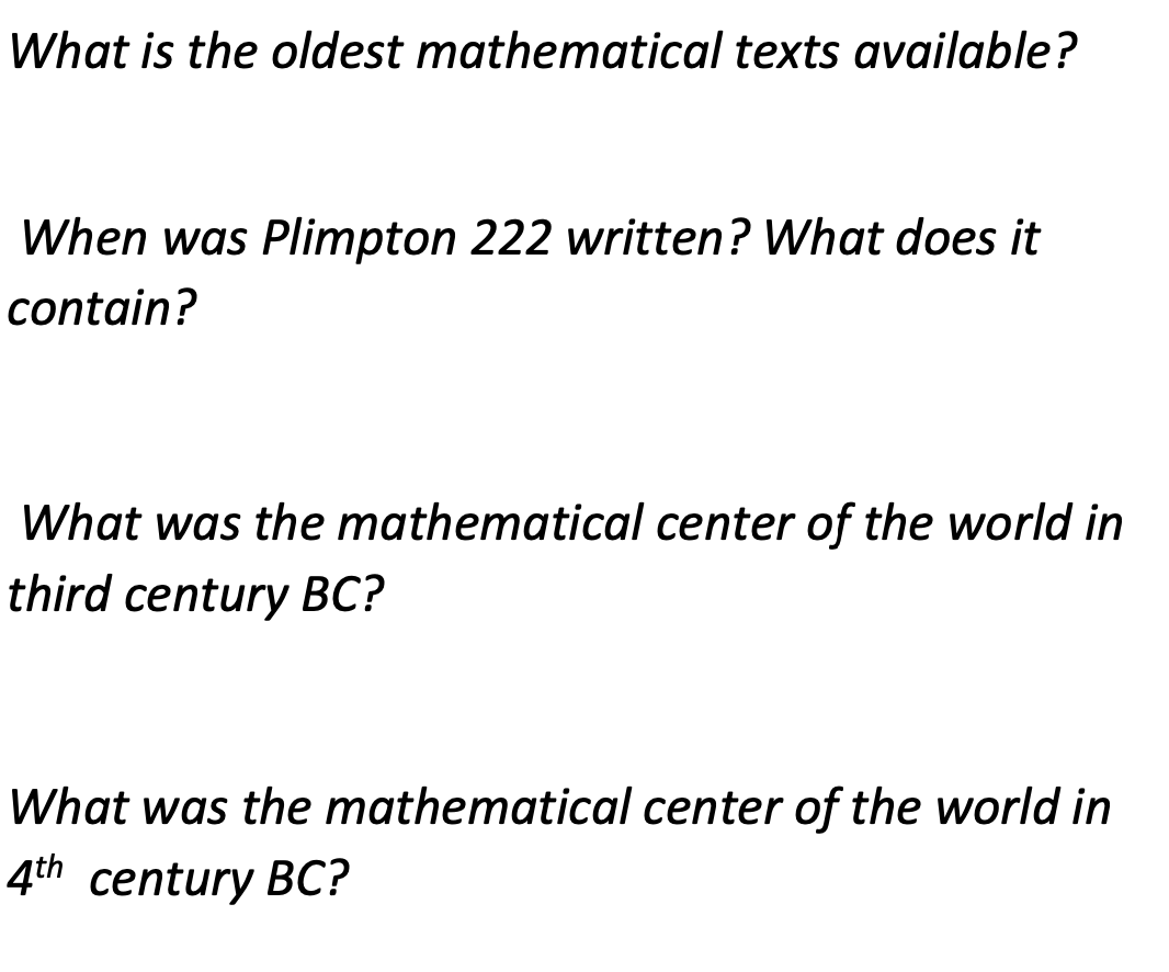 Solved What is the oldest mathematical texts available? When | Chegg.com