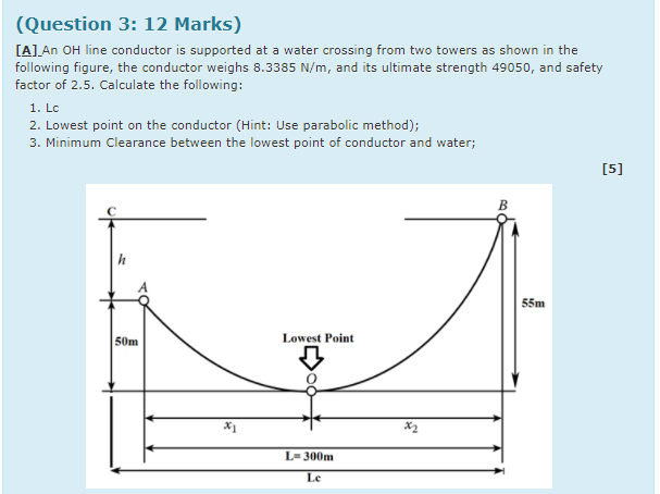 Solved (Question 3: 12 Marks) [A] An OH line conductor is | Chegg.com