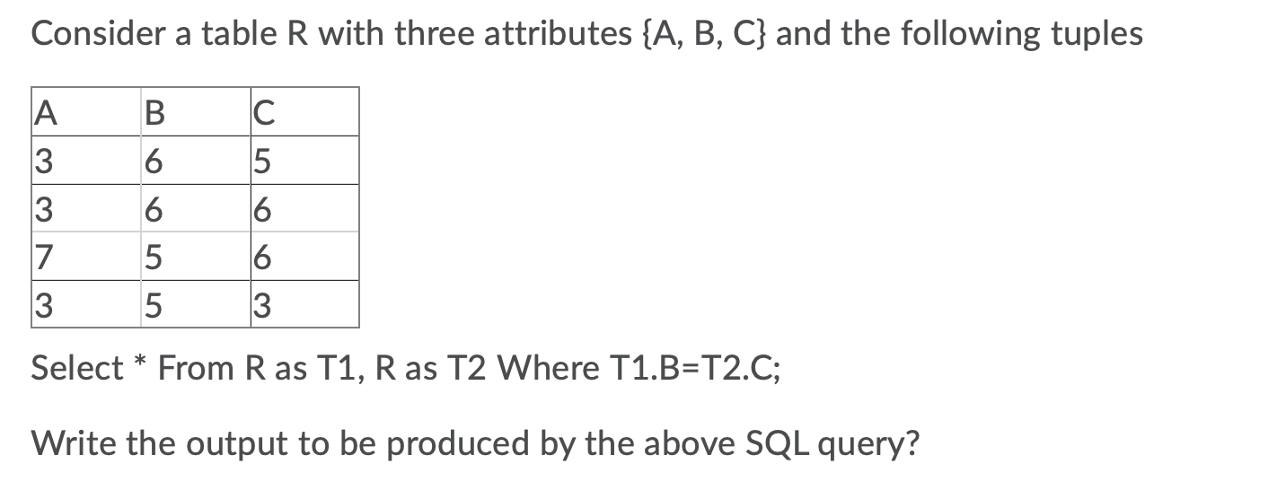Solved Consider a table R with three attributes {A, B, C} | Chegg.com