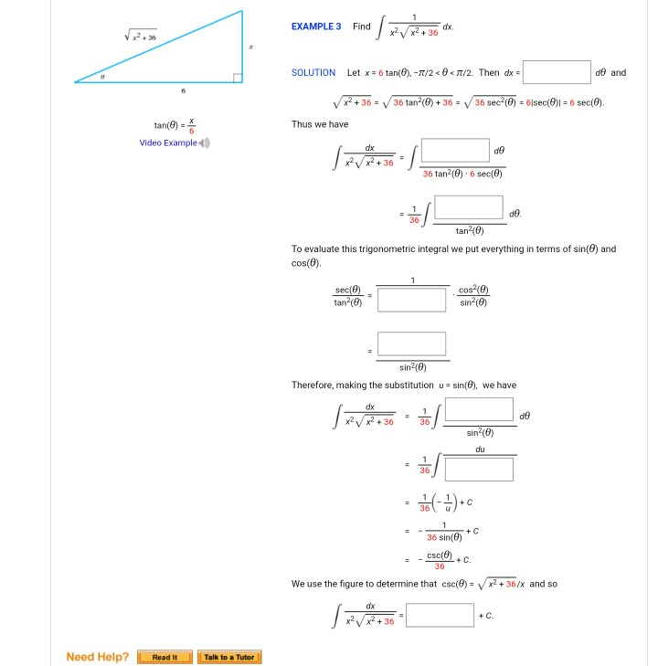 Solved EXAMPLE 3 Find / SOLUTION Let x-6 tan(9),-T/2c θ