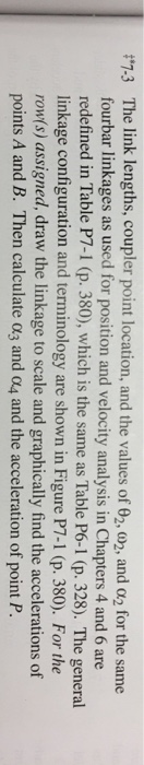 Solved The link lengths, coupler point location, and the | Chegg.com
