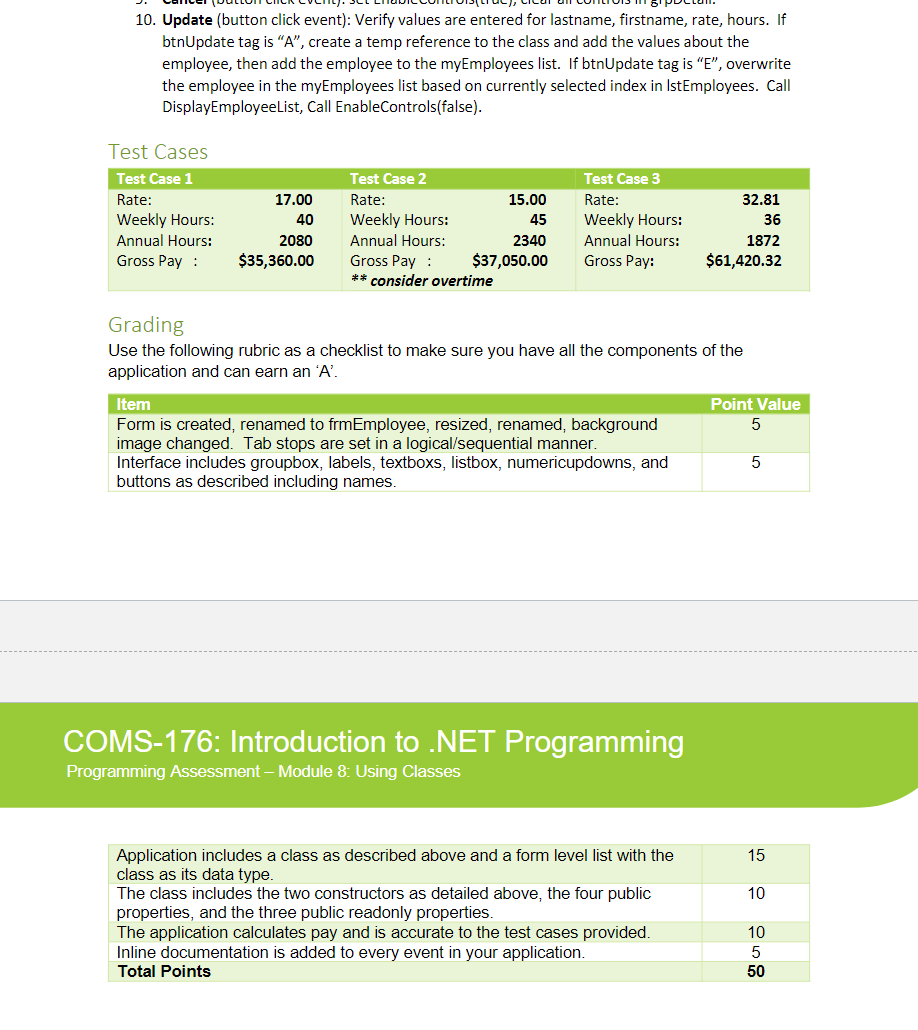Solved Programming Assessment - Module 8: Using Classes | Chegg.com