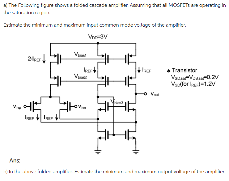Solved a) The Following figure shows a folded cascade | Chegg.com