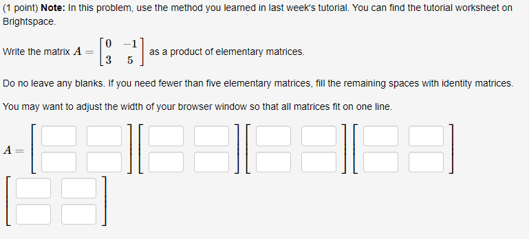 Solved (1 point) Note: In this problem, use the method you | Chegg.com