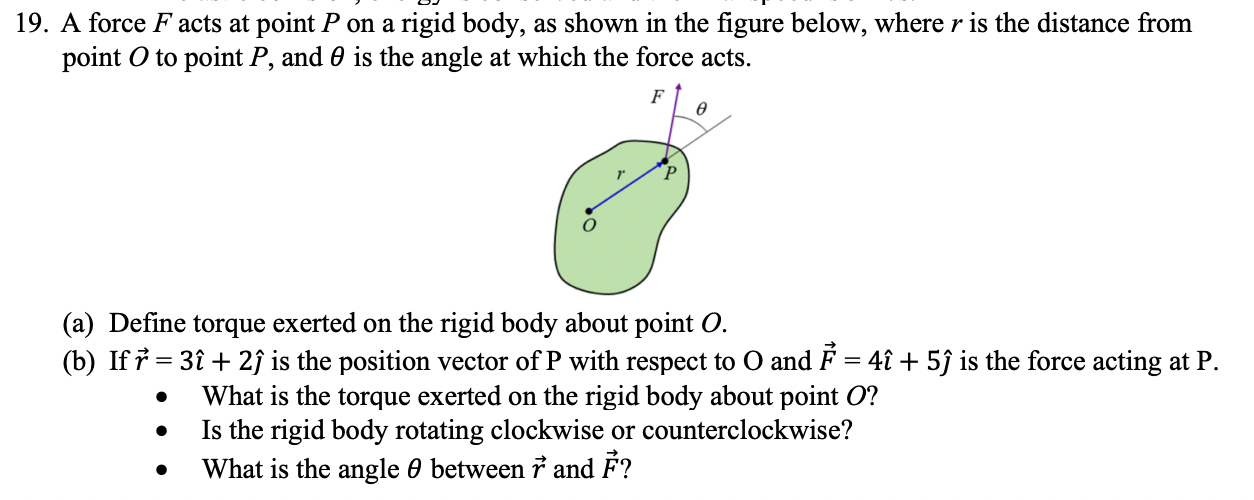Solved 19. A force Facts at point P on a rigid body, as | Chegg.com