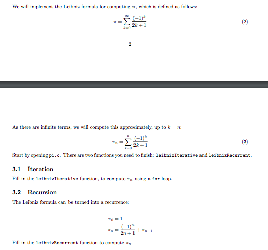 Solved We will implement the Leibniz formula for computing | Chegg.com
