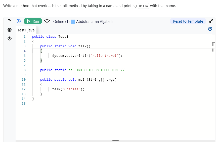 Solved Write A Method That Overloads The Talk Method By 