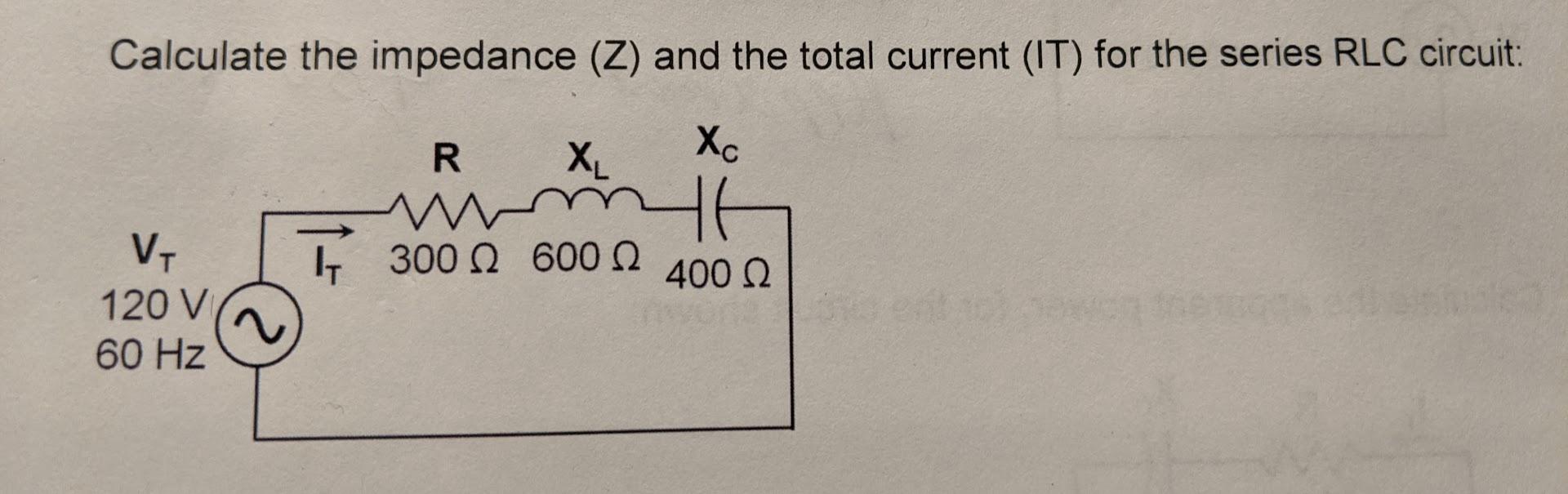 Solved Calculate the impedance (Z) and the total current | Chegg.com