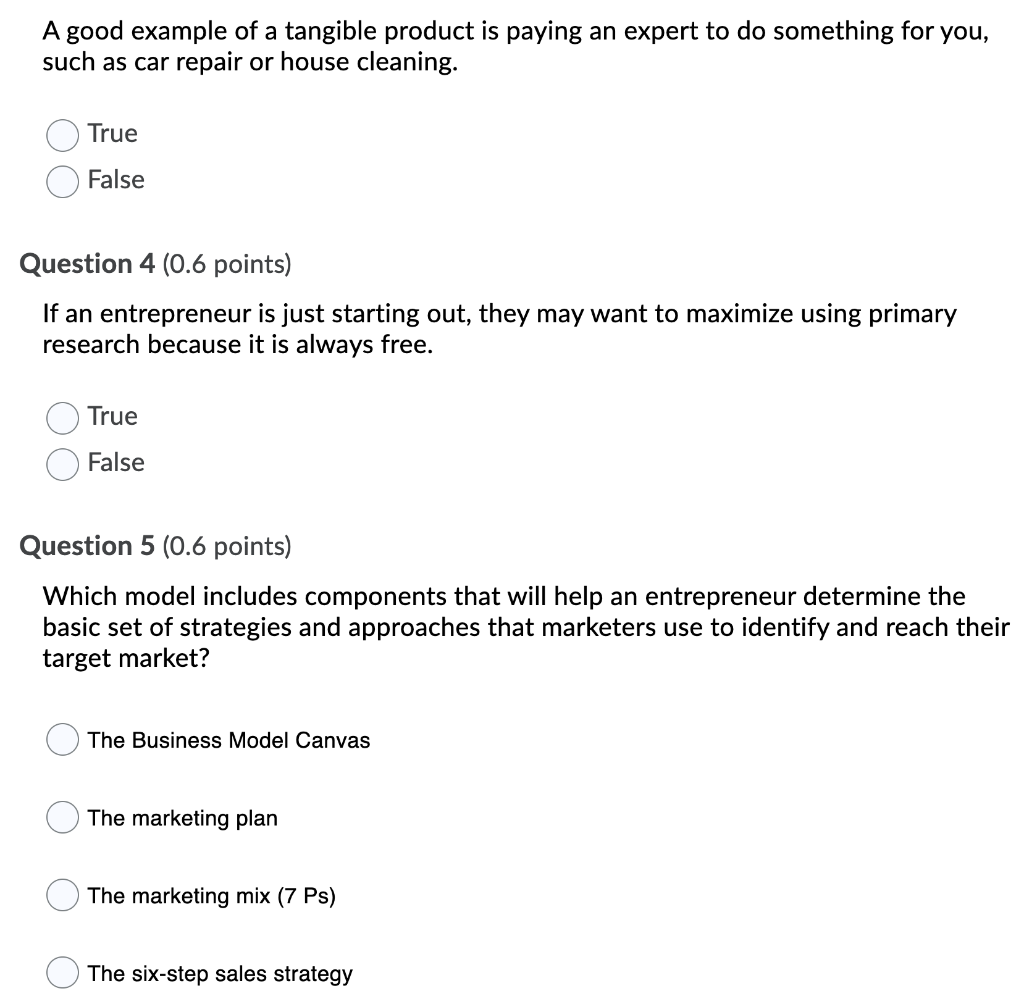 Solved A good example of a tangible product is paying an | Chegg.com