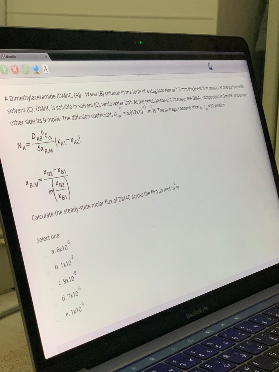 Solved Moodle 0 -13 2 A Dimethylacetamide (DMAC, (A) - Water | Chegg.com