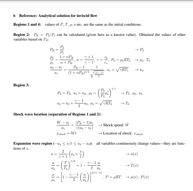 1 Shock Tube or Riemann Problem The shock tube | Chegg.com