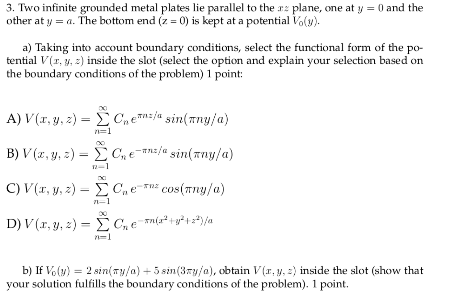 Solved 3. Two infinite grounded metal plates lie parallel to | Chegg.com