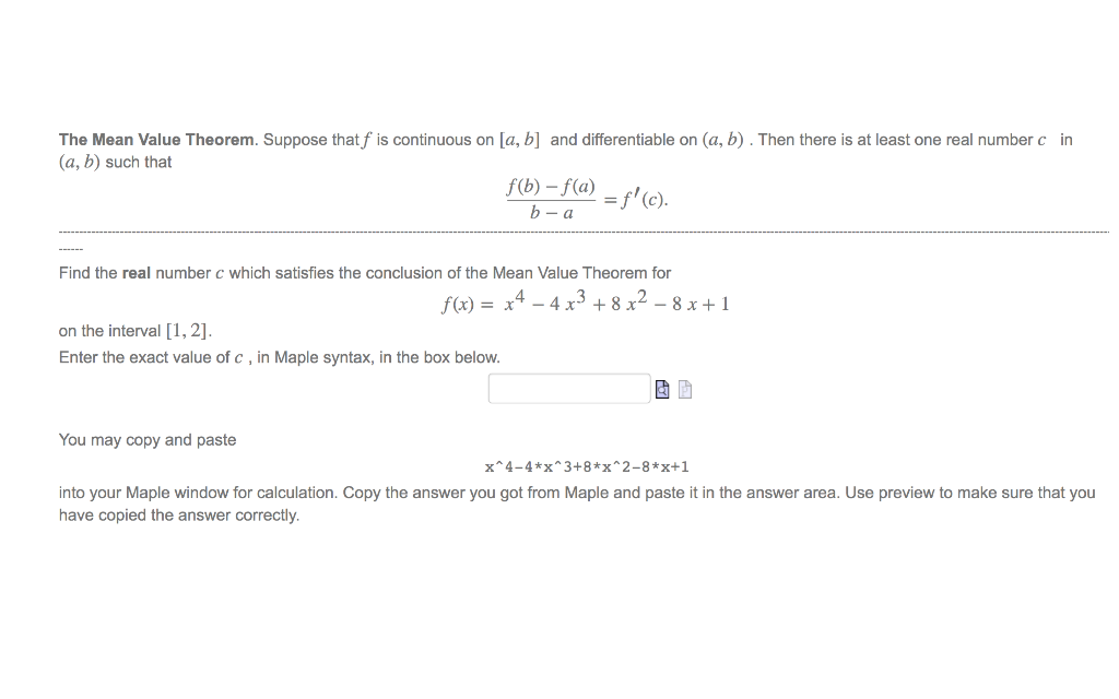 Solved The Mean Value Theorem. Suppose that f is continuous | Chegg.com