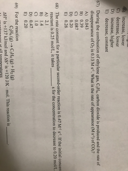 Solved increase, lower C) decrease, lower D) increase, | Chegg.com