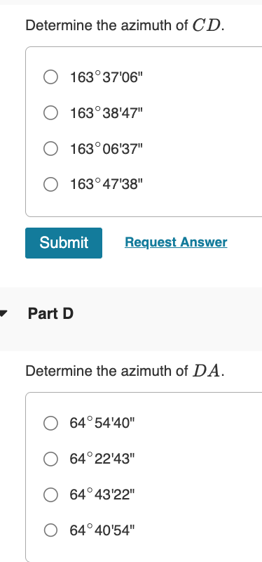 Solved Compute azimuths of all lines for a closed traverse | Chegg.com