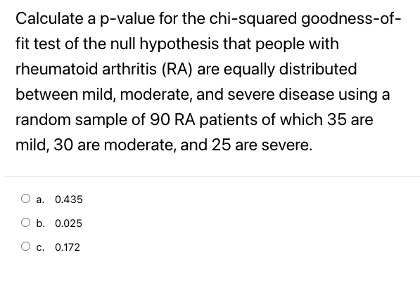 Solved Calculate A P Value For The Chi Squared 