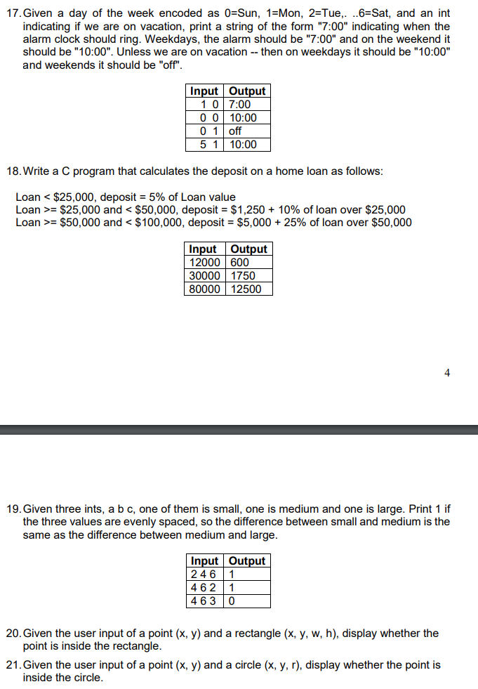 Solved 17. Given a day of the week encoded as 0=Sun, 1=Mon, | Chegg.com