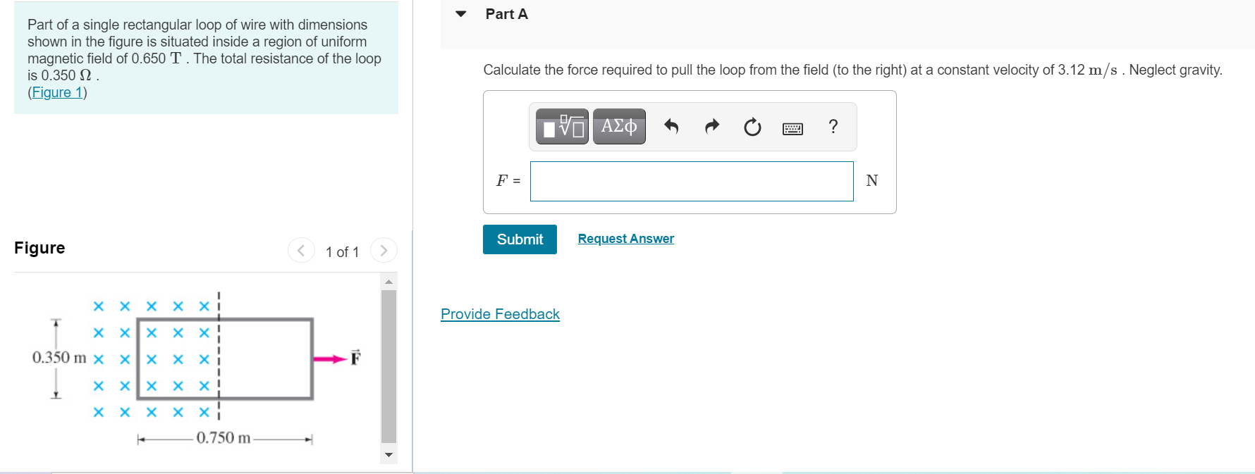 Solved Part A Part of a single rectangular loop of wire with | Chegg.com