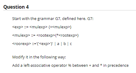 Solved Question 1 Start with the grammar G6, defined here. | Chegg.com