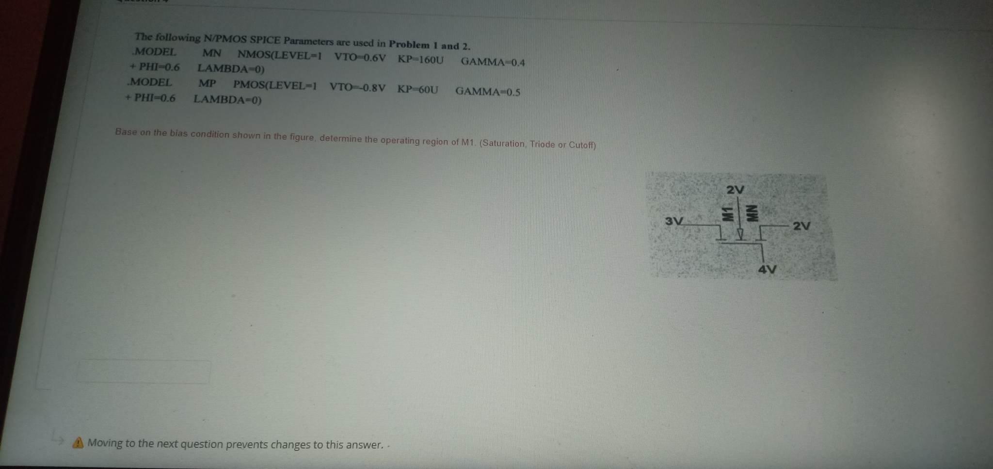 Solved The following N/PMOS SPICE Parameters are used in | Chegg.com