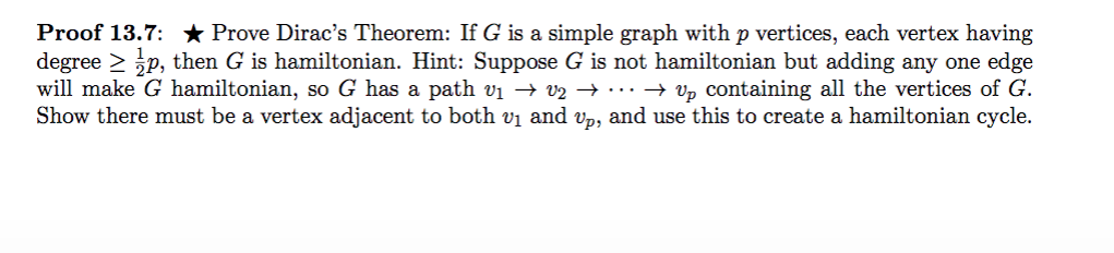 Solved Proof 13.7: * Prove Dirac's Theorem: If G is a simple | Chegg.com