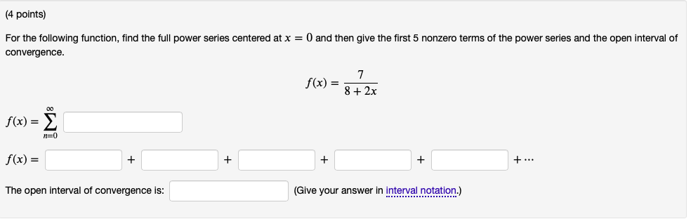 Solved For the following function, find the full power | Chegg.com