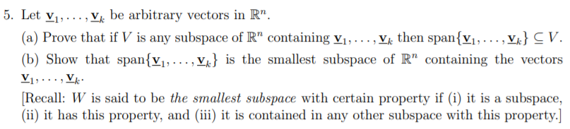 Solved 5. Let V1,...,Ve be arbitrary vectors in R”. (a) | Chegg.com