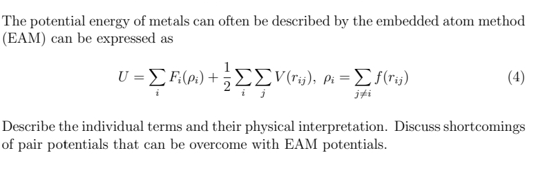 Solved The potential energy of metals can often be described | Chegg.com