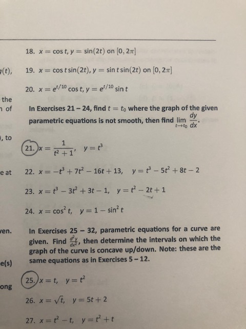 Solved 18. x= cost, y = sin(2t) on (0,27] (t), 19. x = cost | Chegg.com