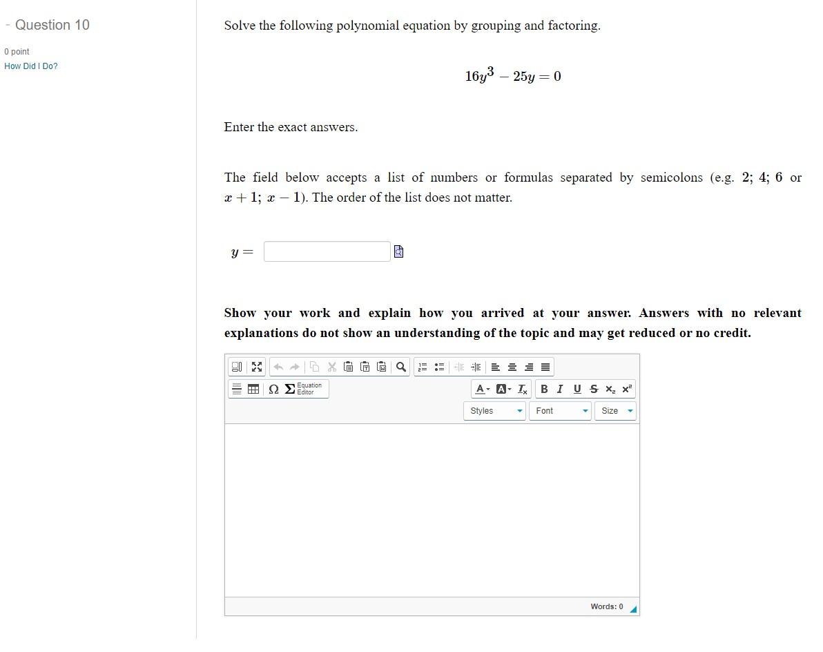 Solved Solve the following polynomial equation by grouping | Chegg.com