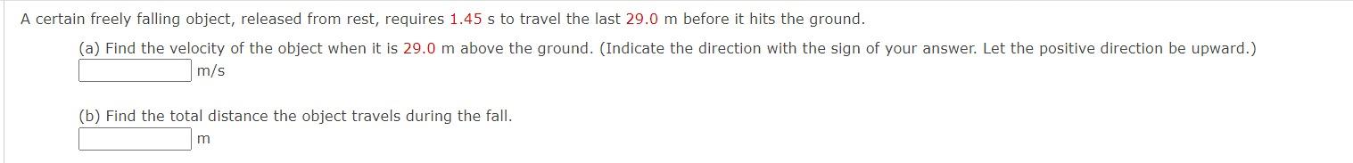 Solved A certain freely falling object, released from | Chegg.com