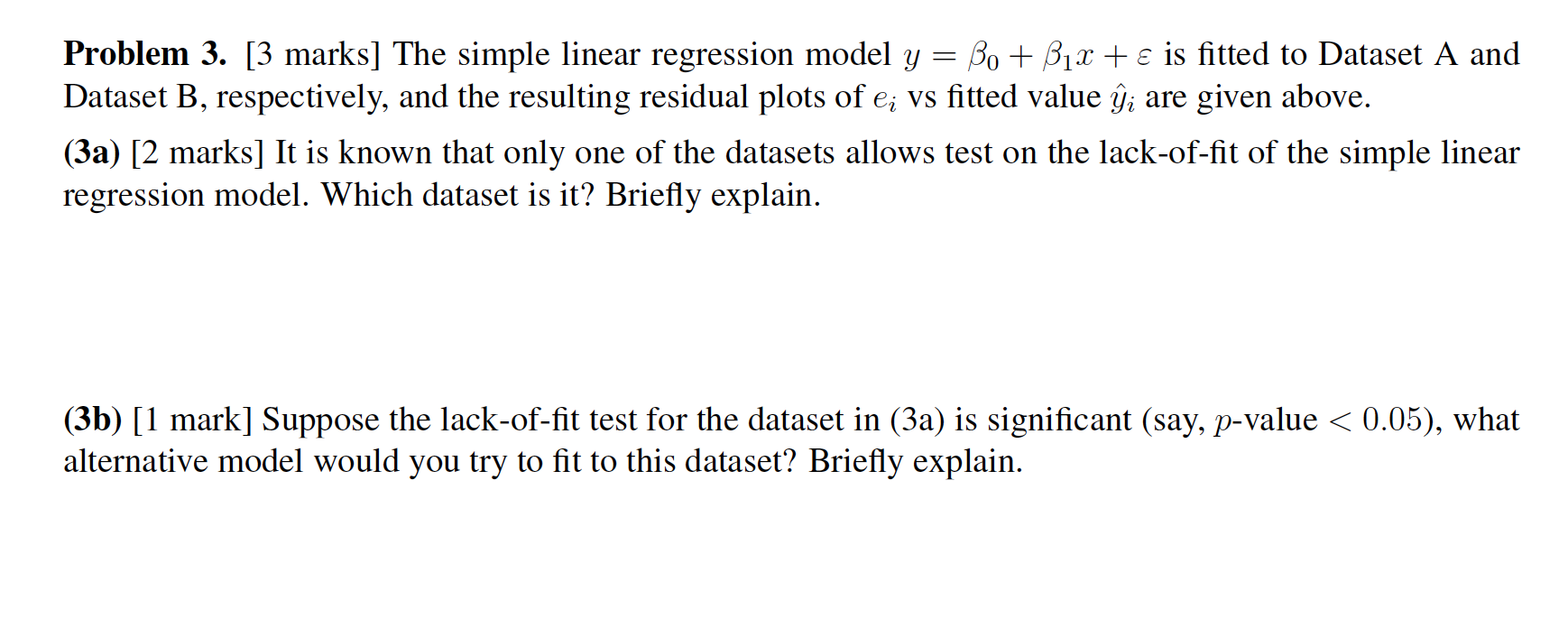 = Problem 3. [3 marks] The simple linear regression | Chegg.com
