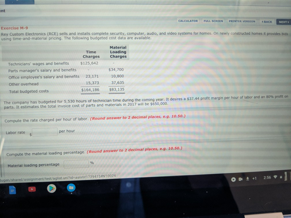 Solved nt CALCULATOR FULL SCREENPRINTE R VERSION BACK NEXT | Chegg.com
