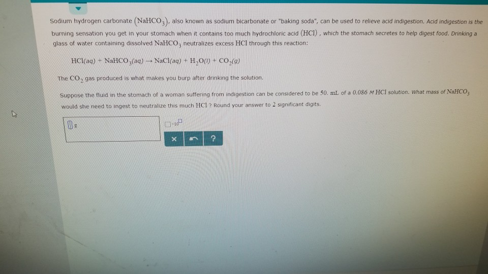 Solved Sodium hydrogen carbonate (NaHCO3), also known as | Chegg.com