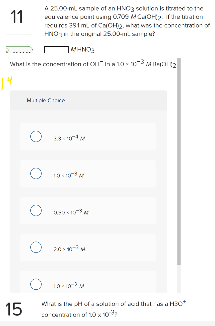 Solved 11 A 25.00-ml sample of an HNO3 solution is titrated | Chegg.com