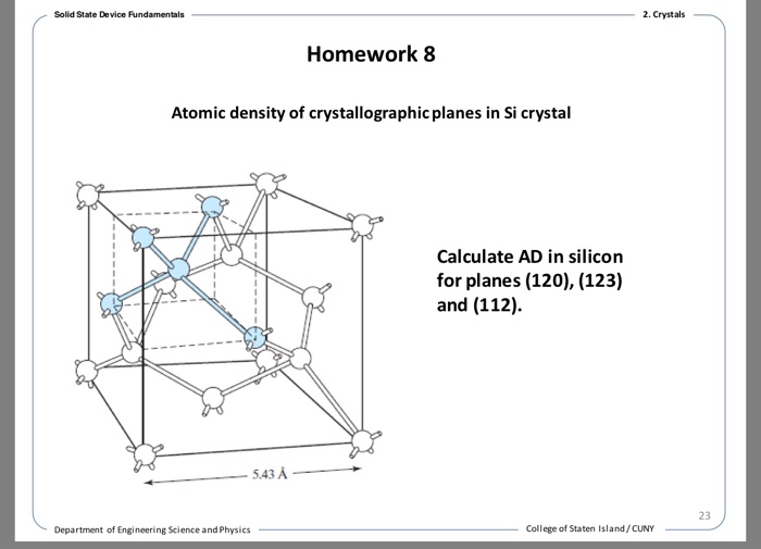 Solved Solid State Device Fundamentals 2.Crystals Homework 8 | Chegg.com