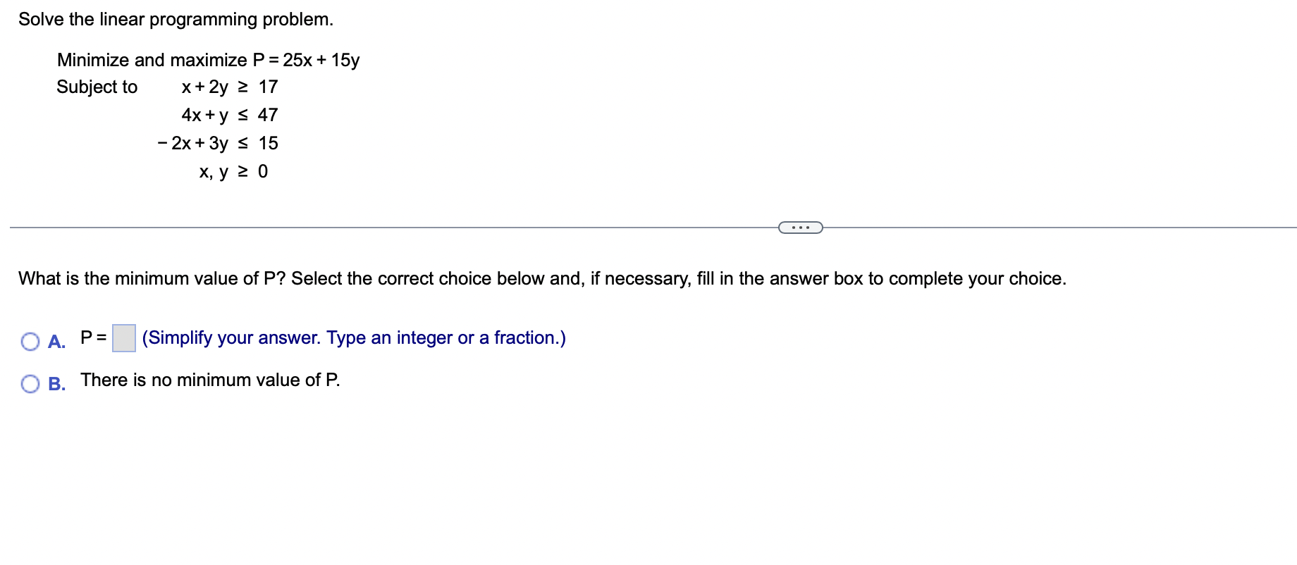 Solved Solve the linear programming problem. Minimize and | Chegg.com