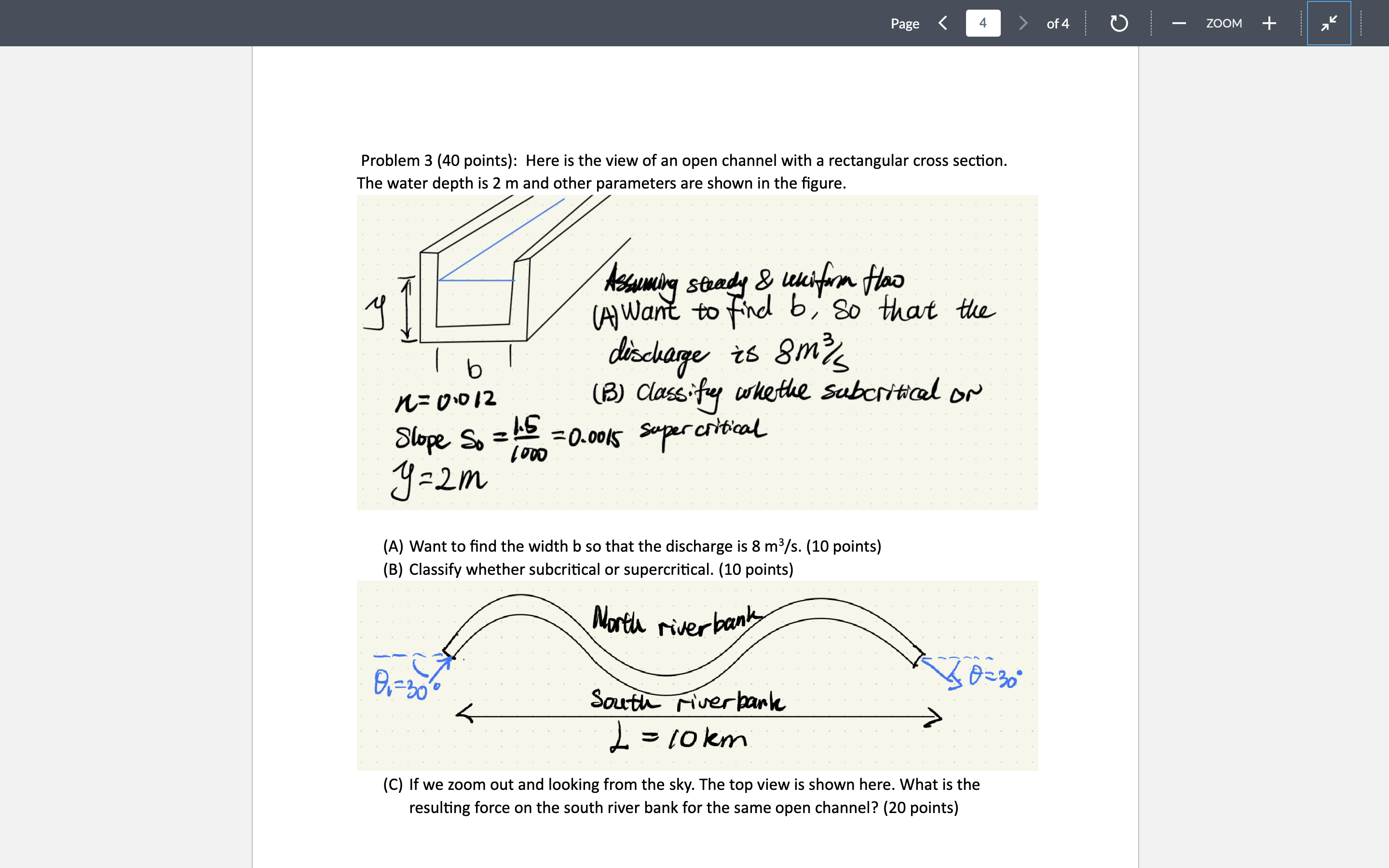 Problem 3 (40 ﻿points): Here is the view of an open | Chegg.com