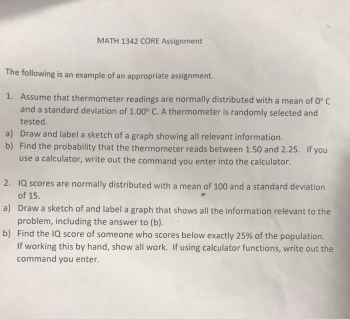 Solved MATH 1342 CORE Assignment The following is an example | Chegg.com