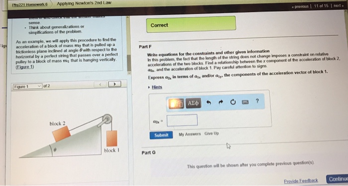 Solved Applying Newton's 2nd Law e prewous | 11 of 15 1 next | Chegg.com